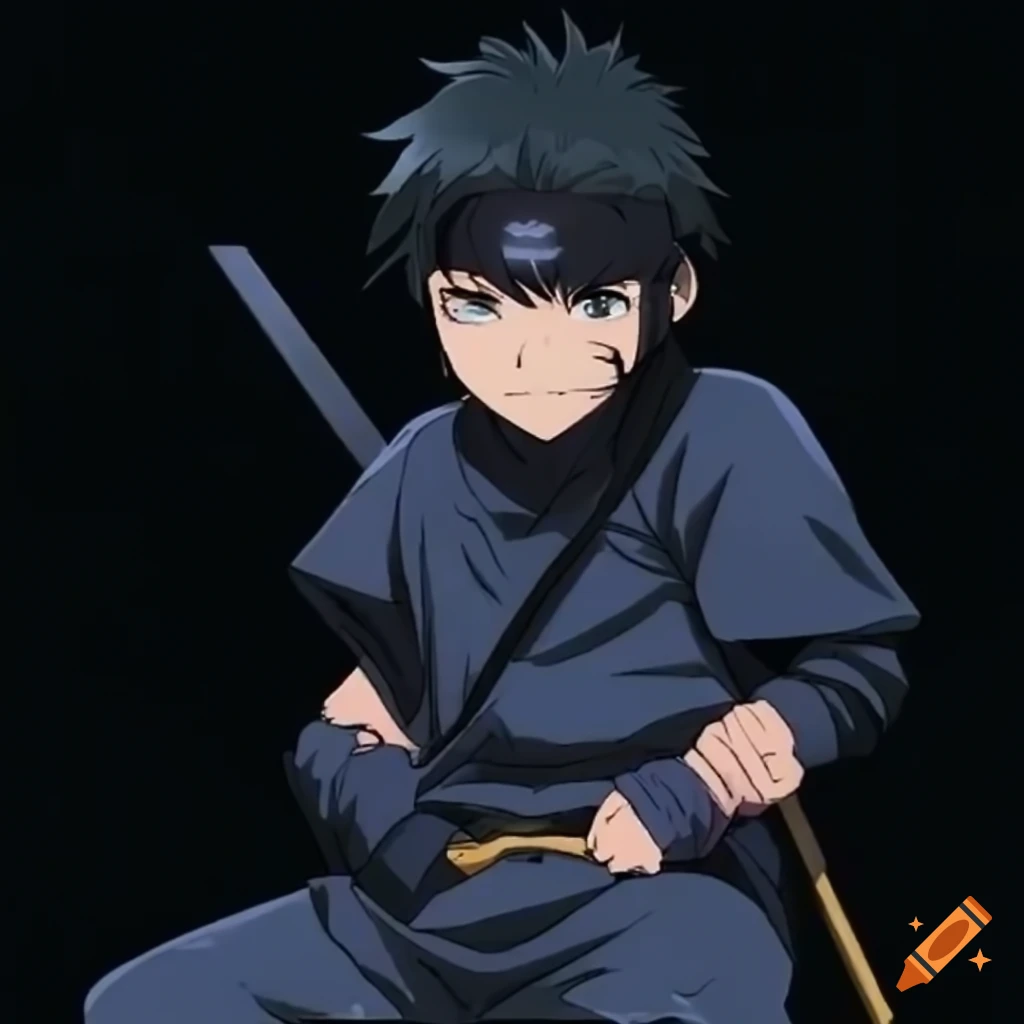 Black-themed anime ninja character design on Craiyon