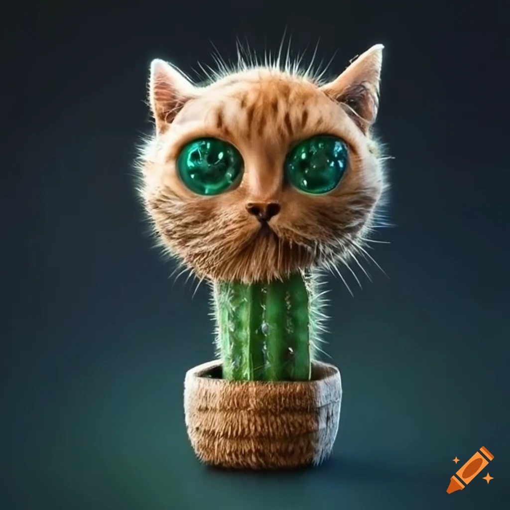 Image of an alien cat with a cactus head