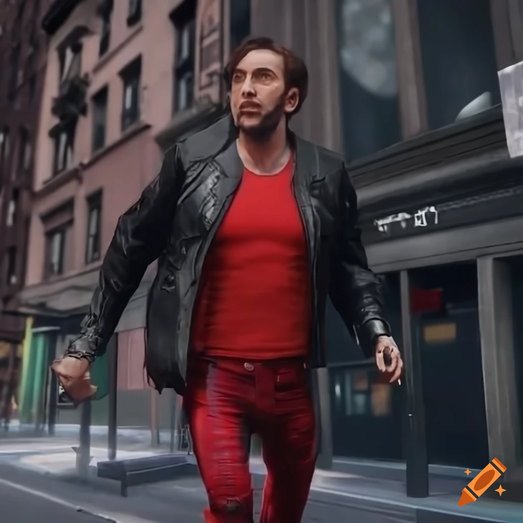 Portrait of Nicolas Cage in sci-fi street scene on Craiyon