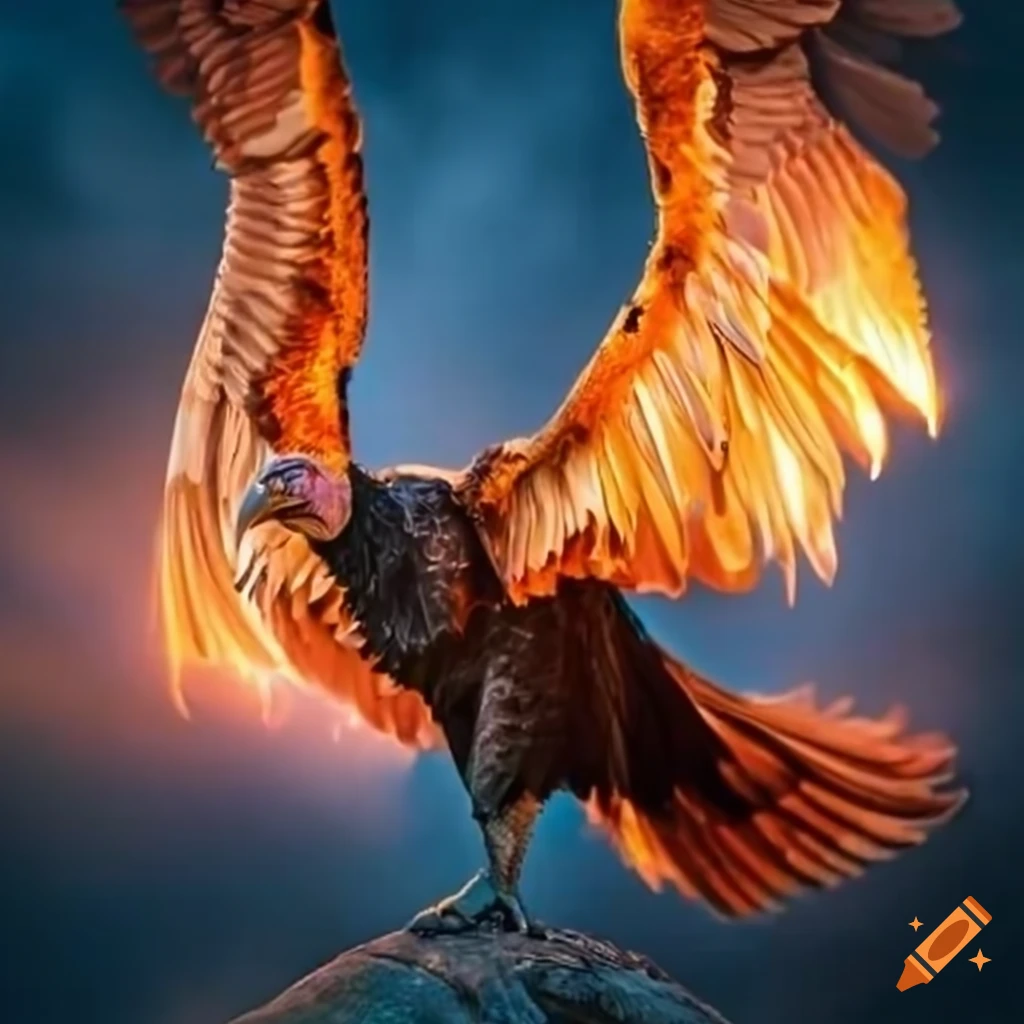 Image of a fiery-winged condor on Craiyon