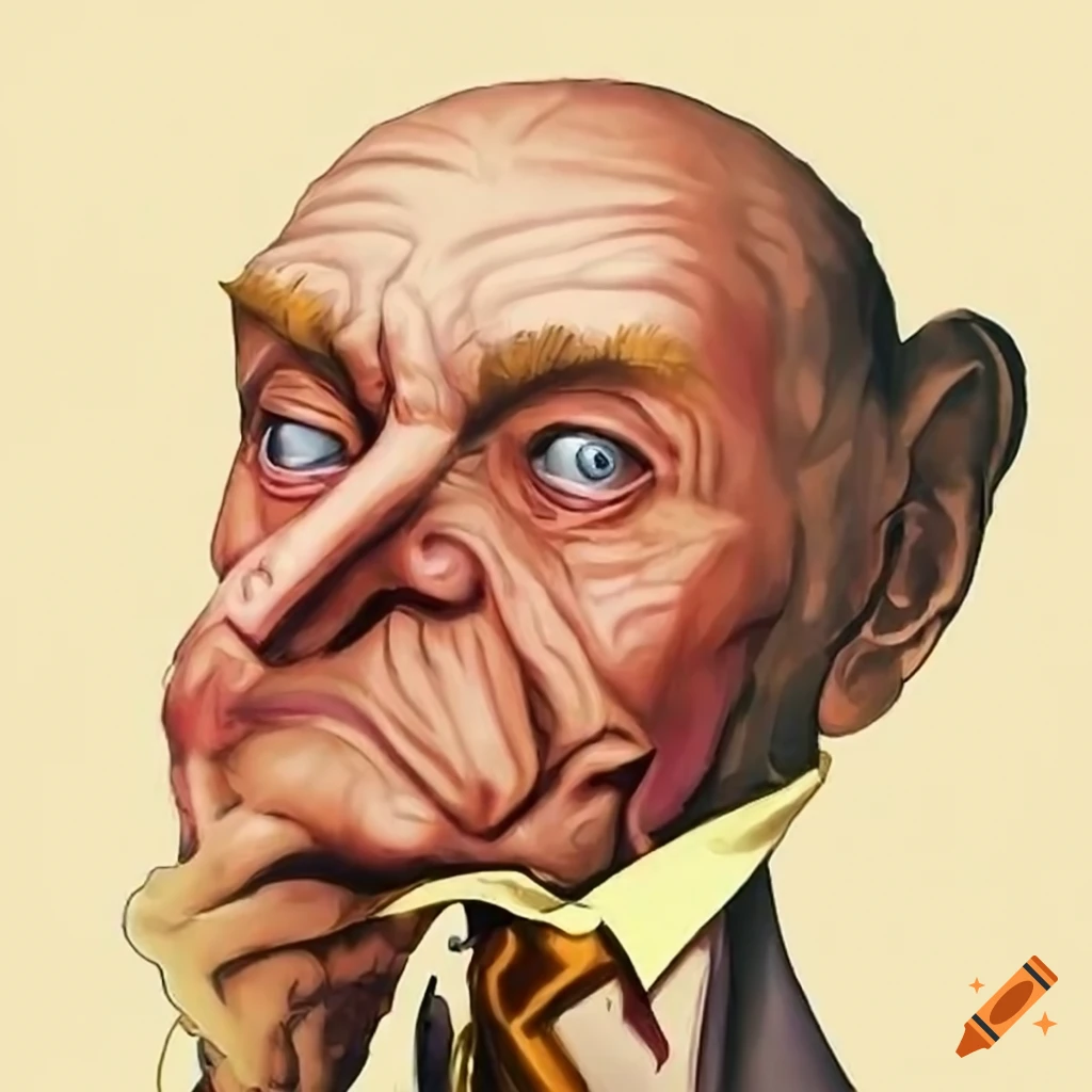 Cartoon of a greedy man on Craiyon