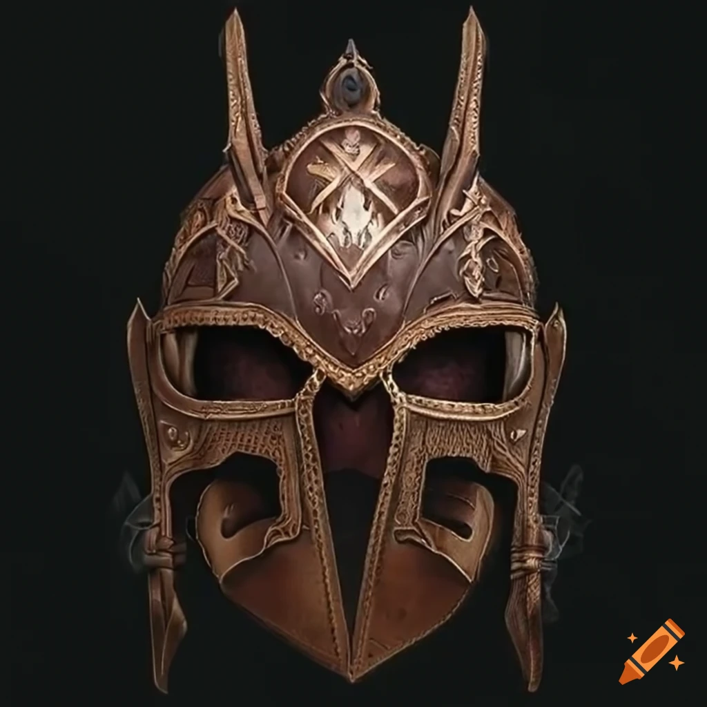 Symmetrical leather fantasy helmet