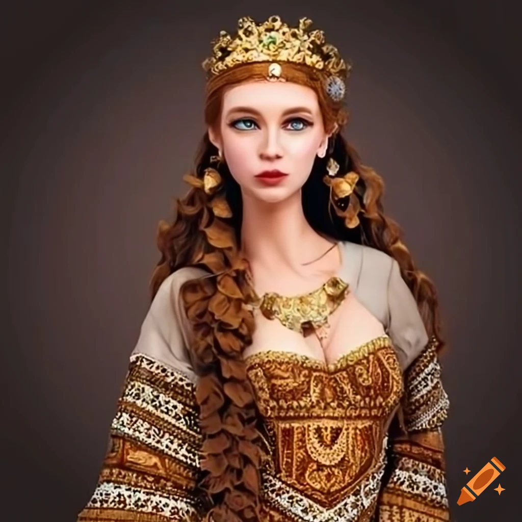 Brown-colored ukrainian princess costume on Craiyon