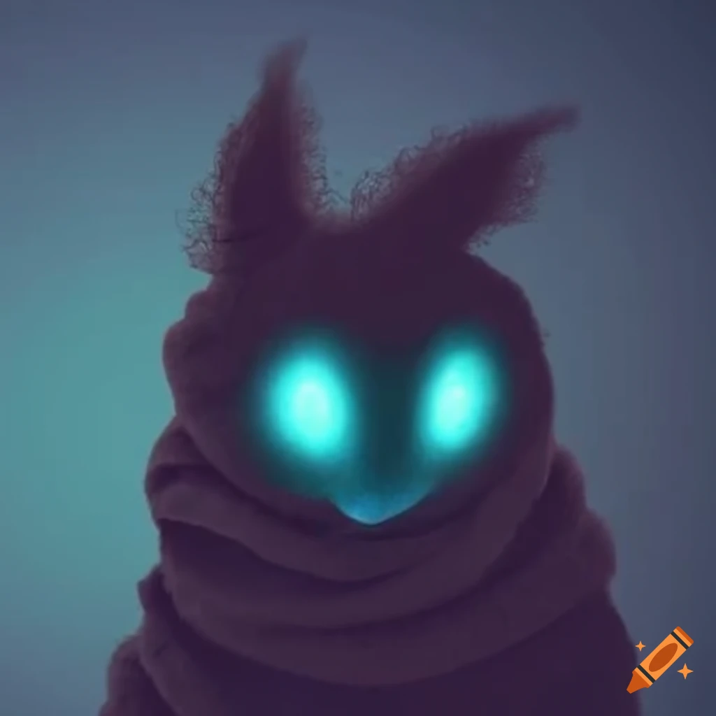 Cute shadow creature wearing a winter scarf on Craiyon