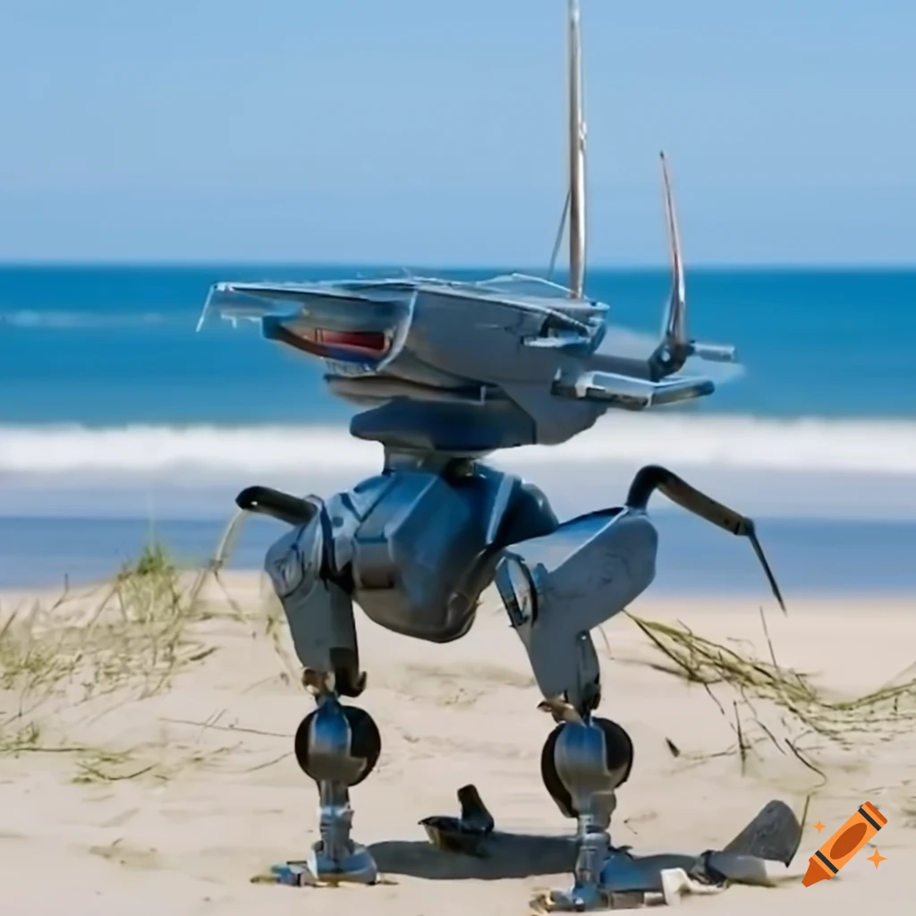 Bipedal mech on a beach on Craiyon