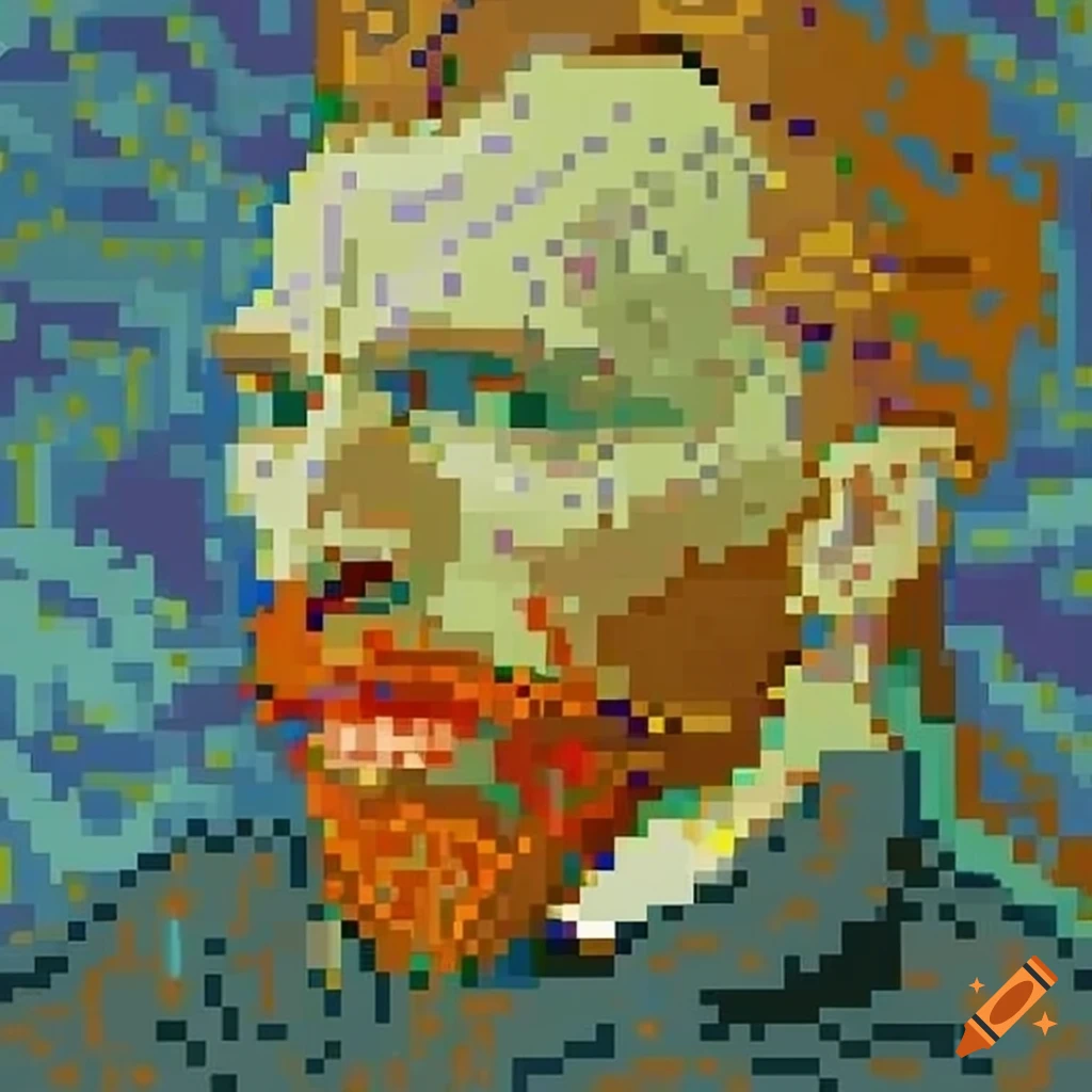 Pixel art of van gogh's self portrait on Craiyon
