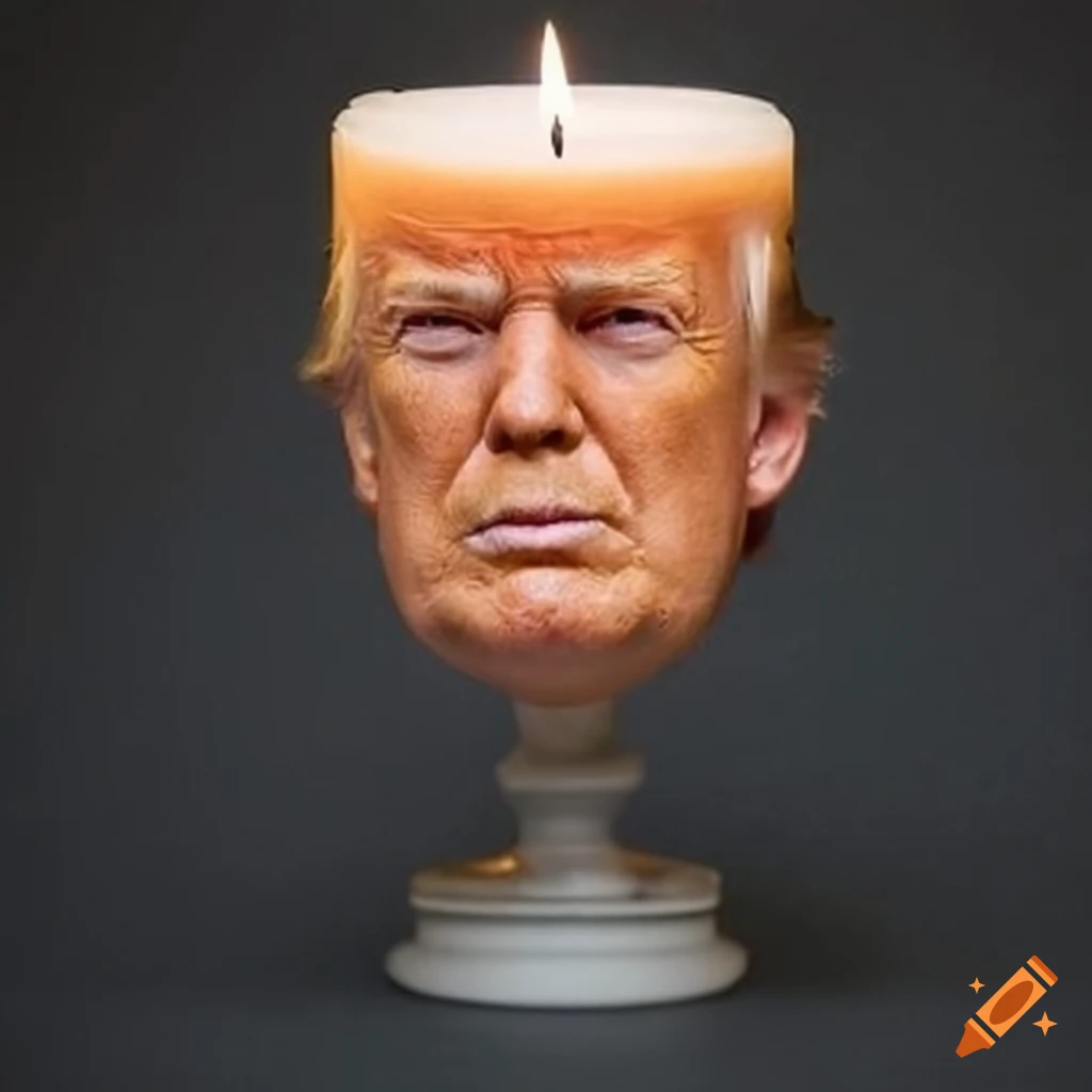 Candle with donald trump's likeness