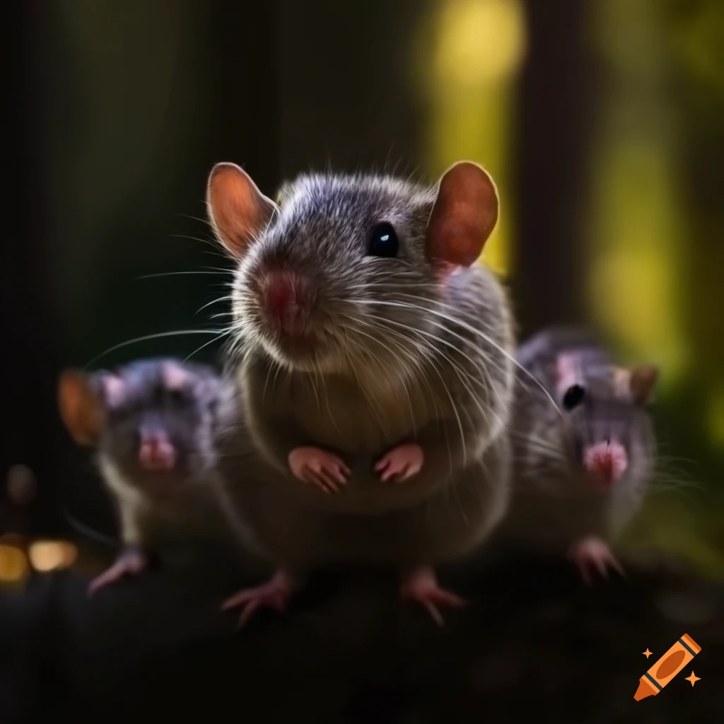 Rats playing video games in the forest on Craiyon