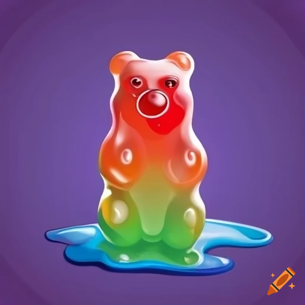 Vector illustration of a gummy bear covered in liquid