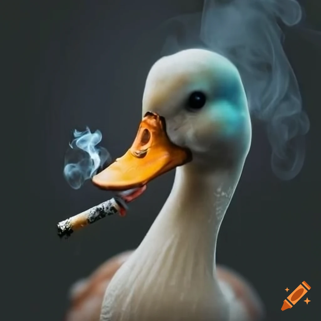 Cool duck smoking a cigarette on Craiyon