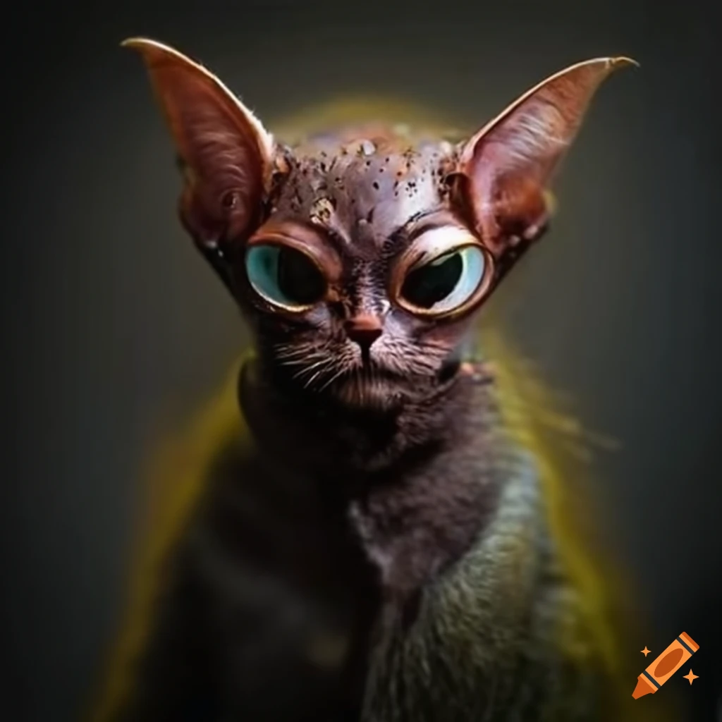 Artistic depiction of an alien cat as a beetle