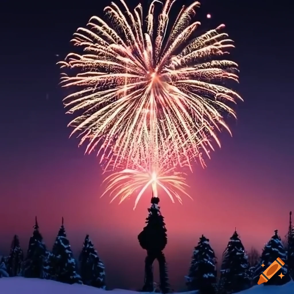 Winter fireworks display on Craiyon