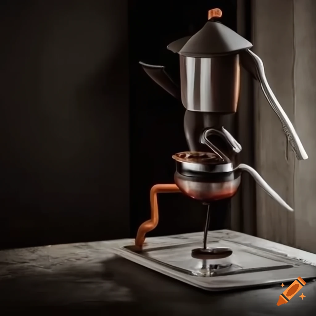 Hyper realistic concrete coffee maker in a kitchen on Craiyon