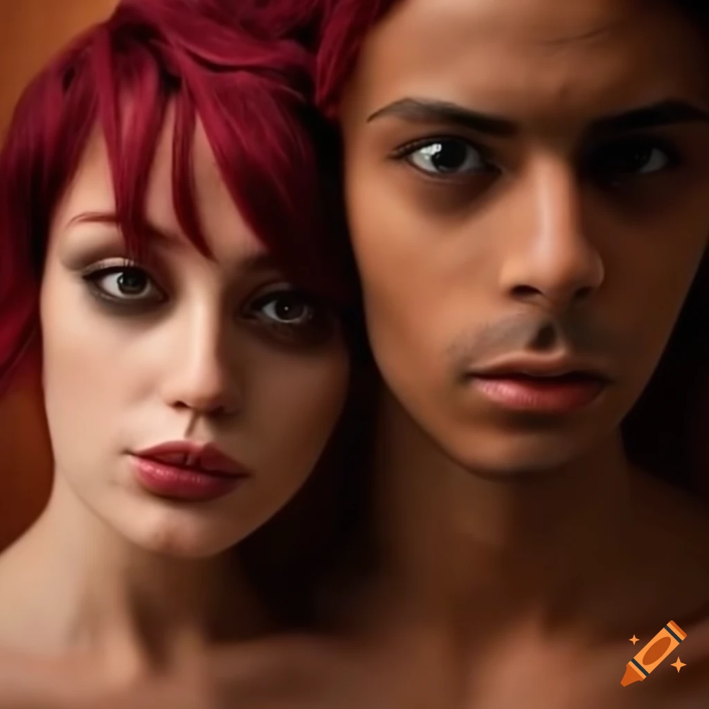 Illustration of a humanoid alien couple on Craiyon