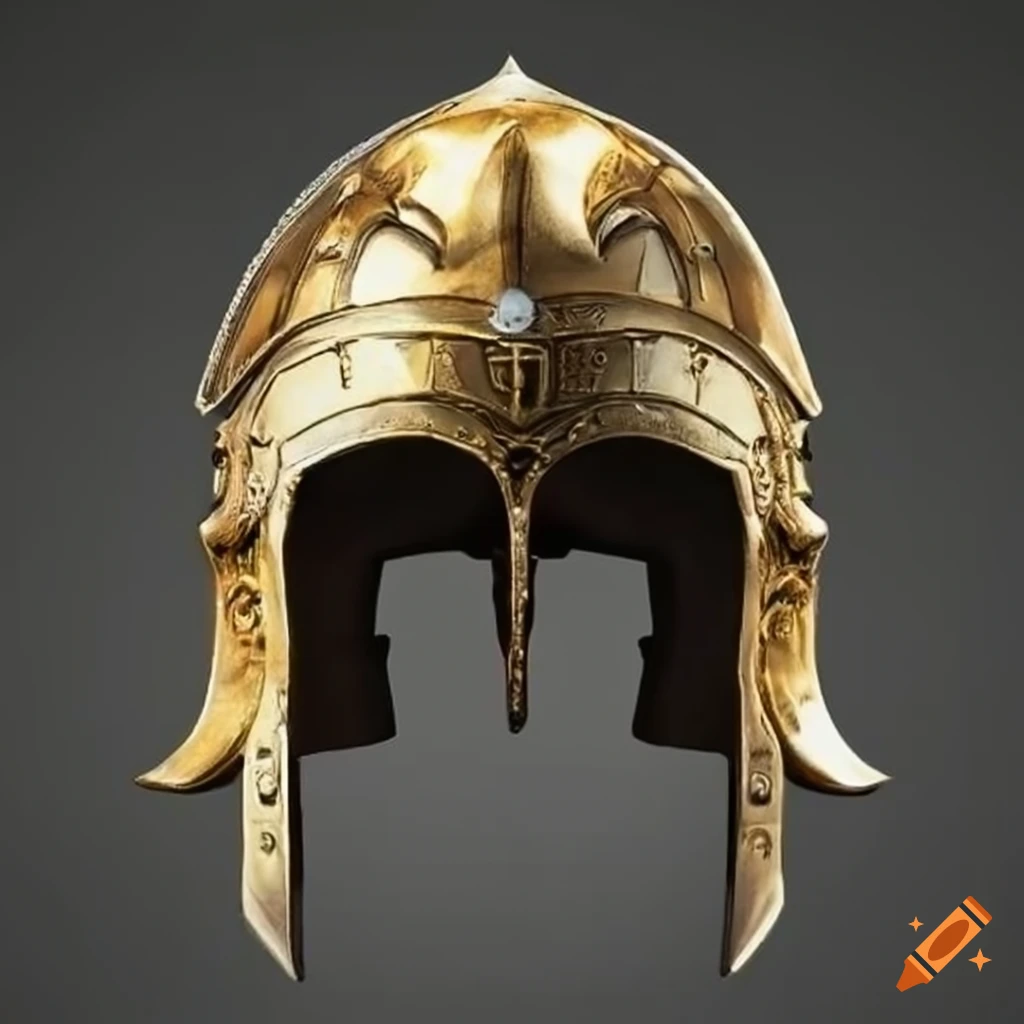 Intricate gilded steel helmet on Craiyon