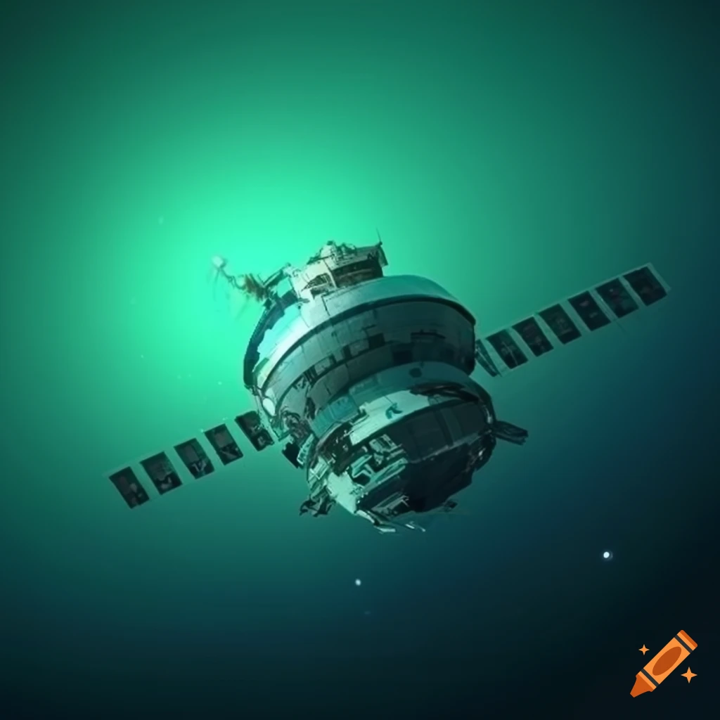 Green gradient space station artwork
