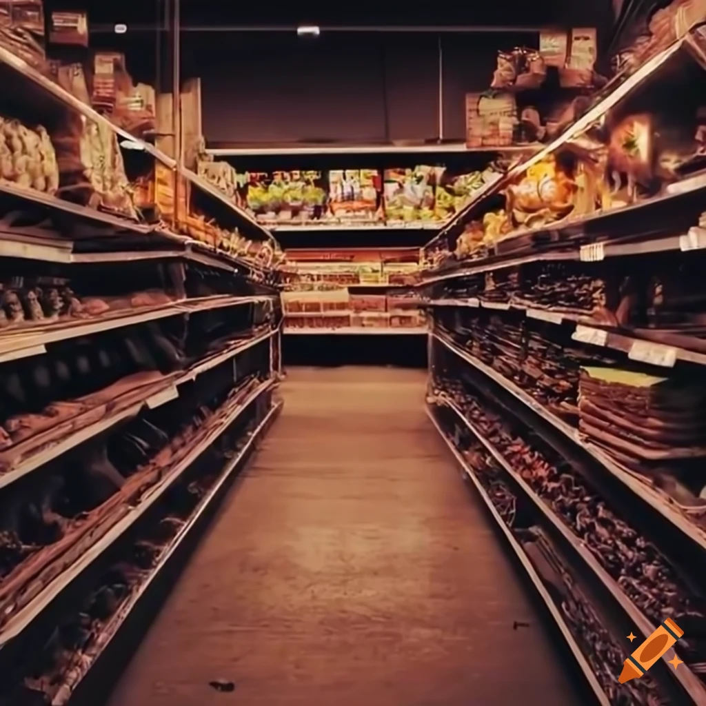 Eerie atmosphere of a closed grocery store on Craiyon