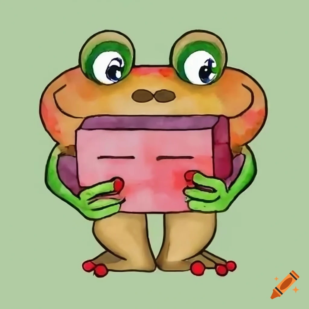 Funny frog emoji holding a brick