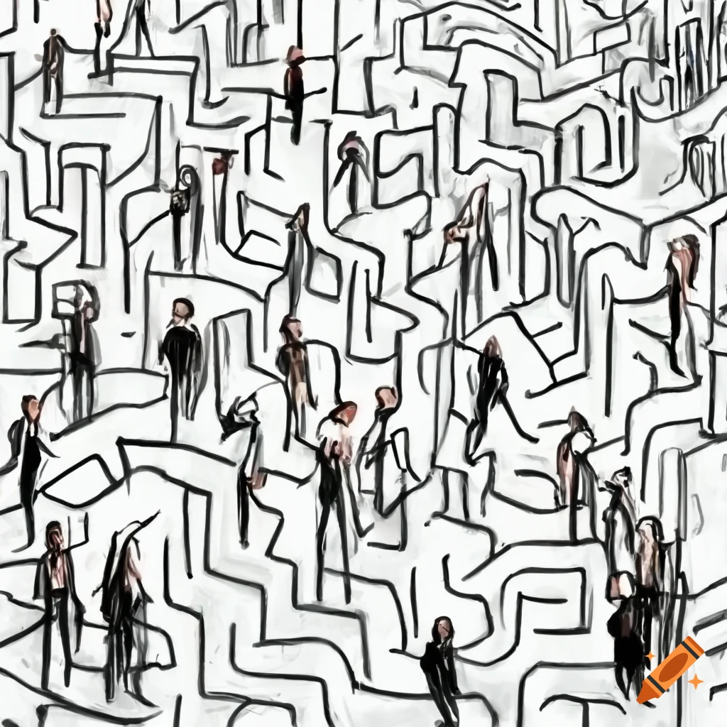 People navigating through a maze