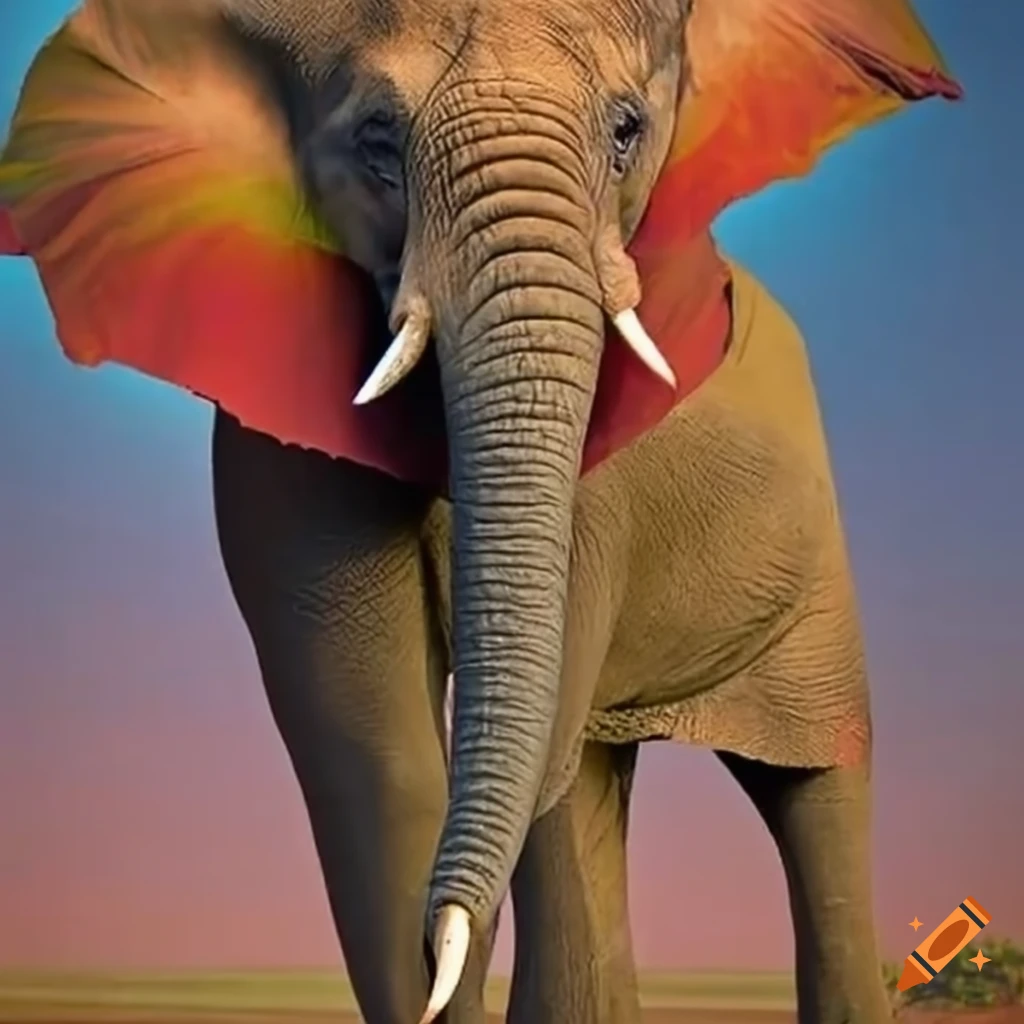 Elephant climbing down a tree in arsenal colors on Craiyon