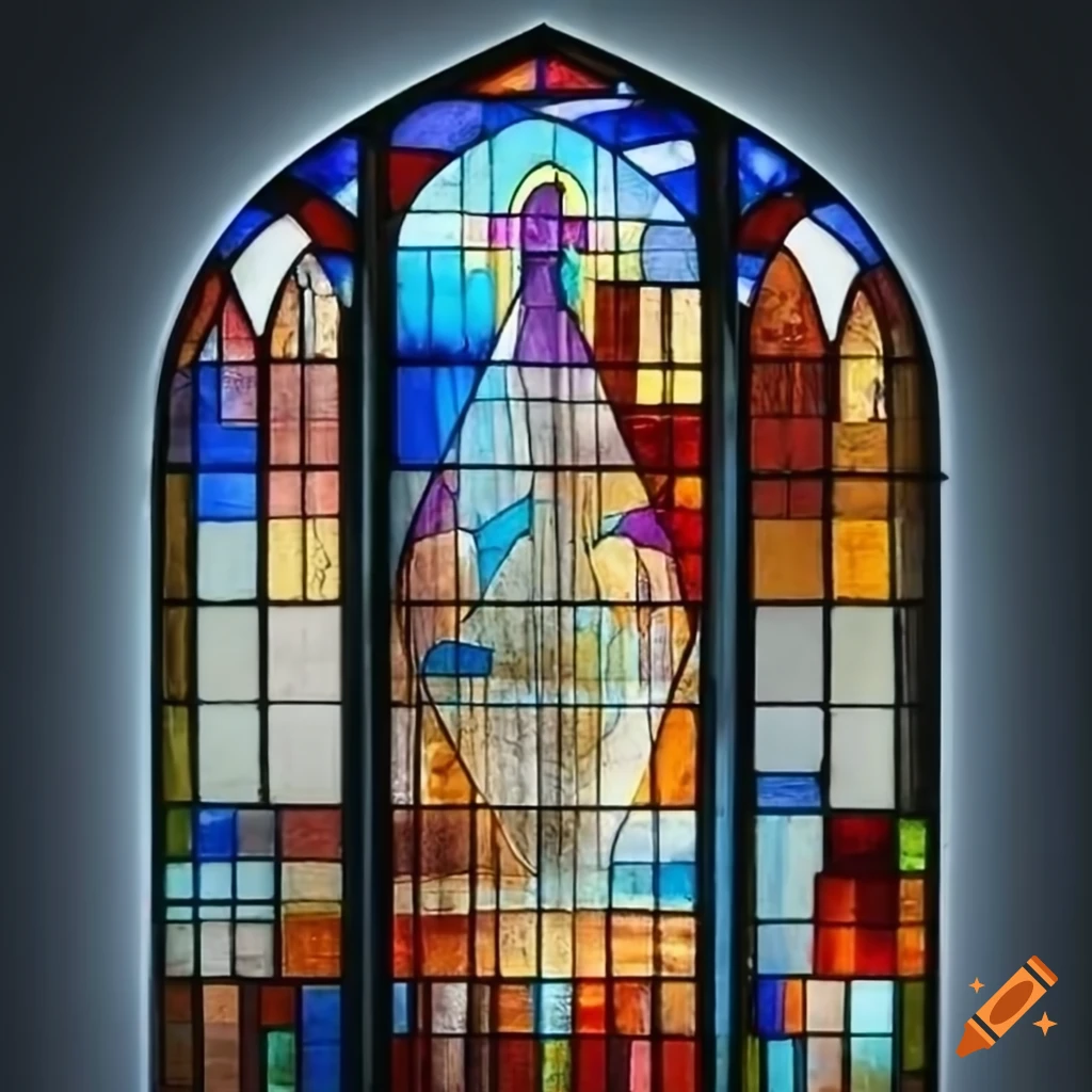 Stained glass window in a modern church on Craiyon