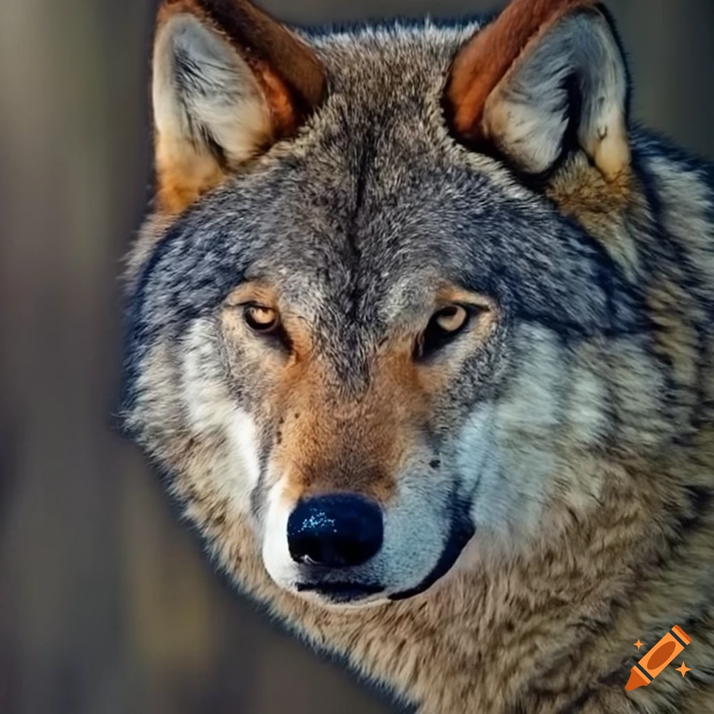Close-up of a wolf with intense gaze