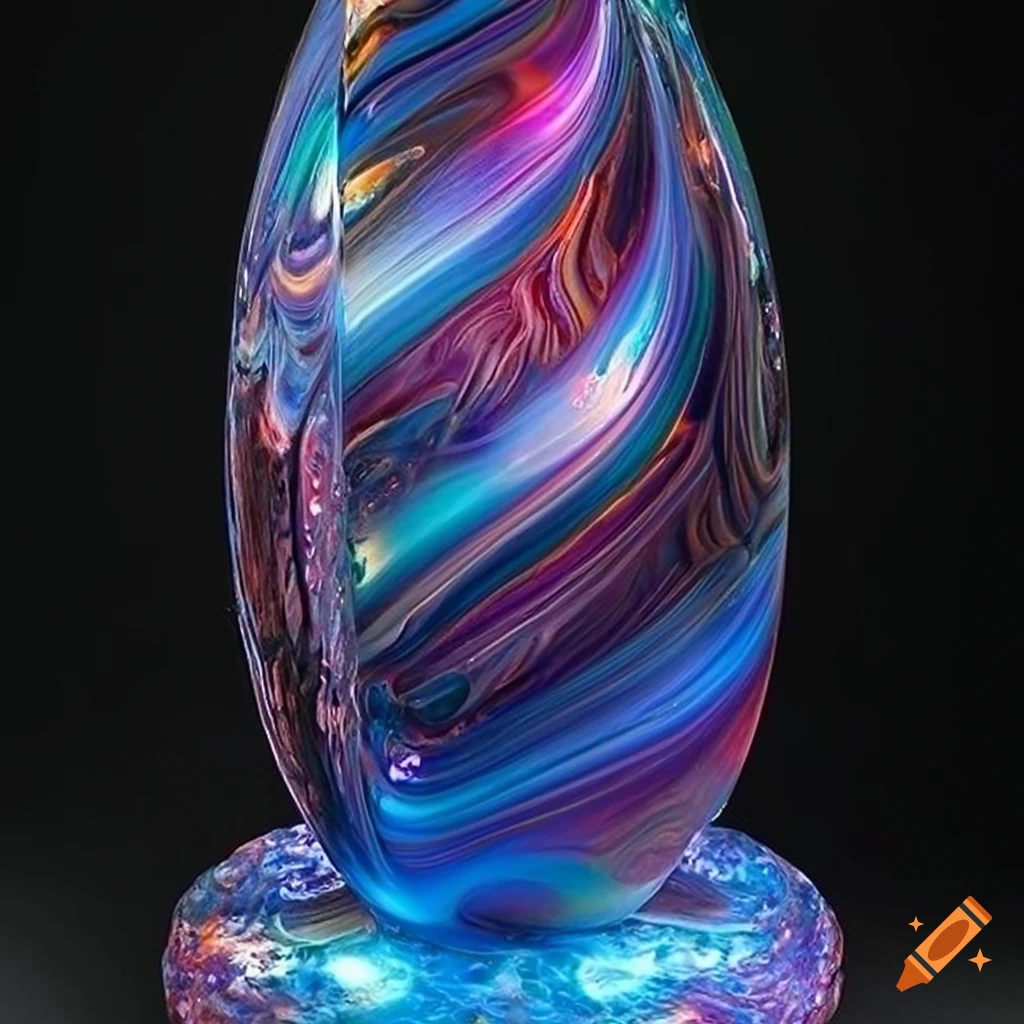 Extravagant marble sculpture with vibrant veined colors