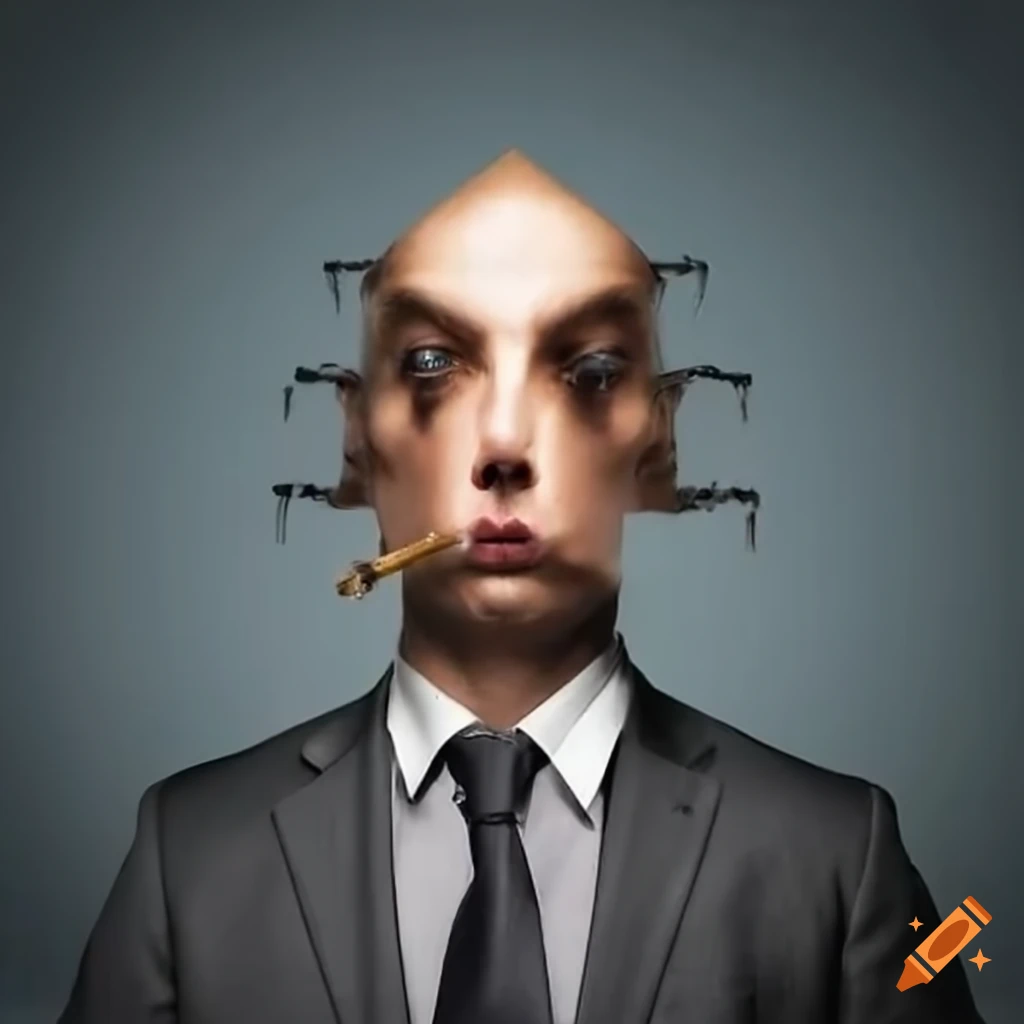 Satirical image of a businessman with a triangular head