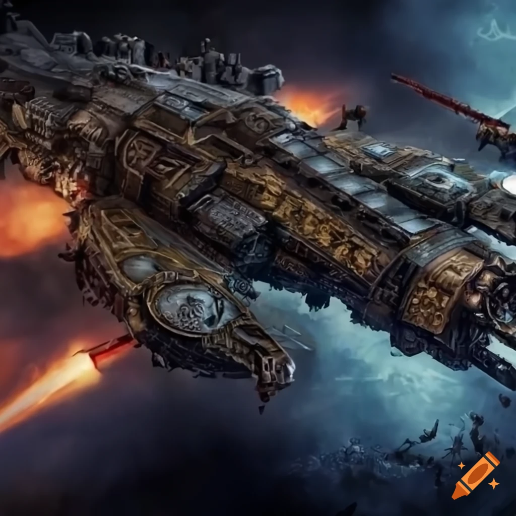 Castle-inspired warhammer 40k spaceship on Craiyon