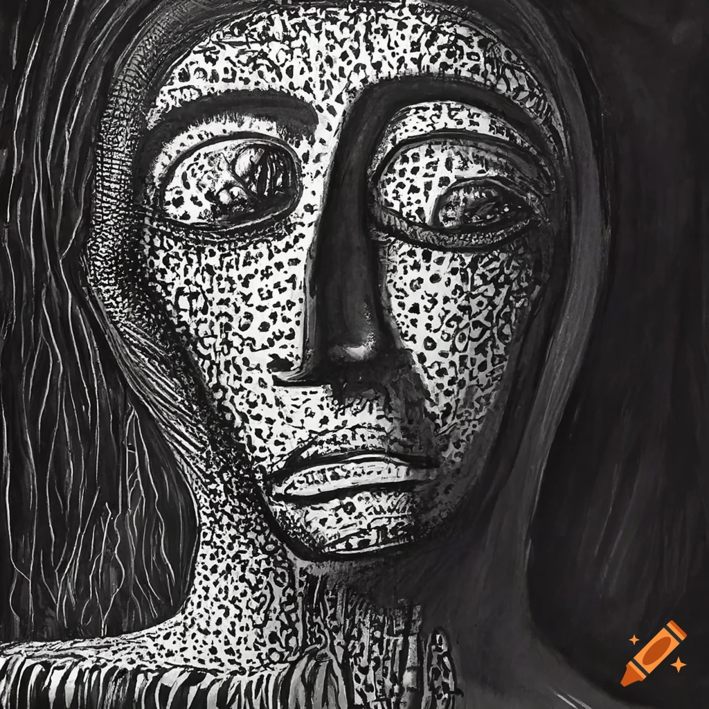 Black and white contemporary drawing