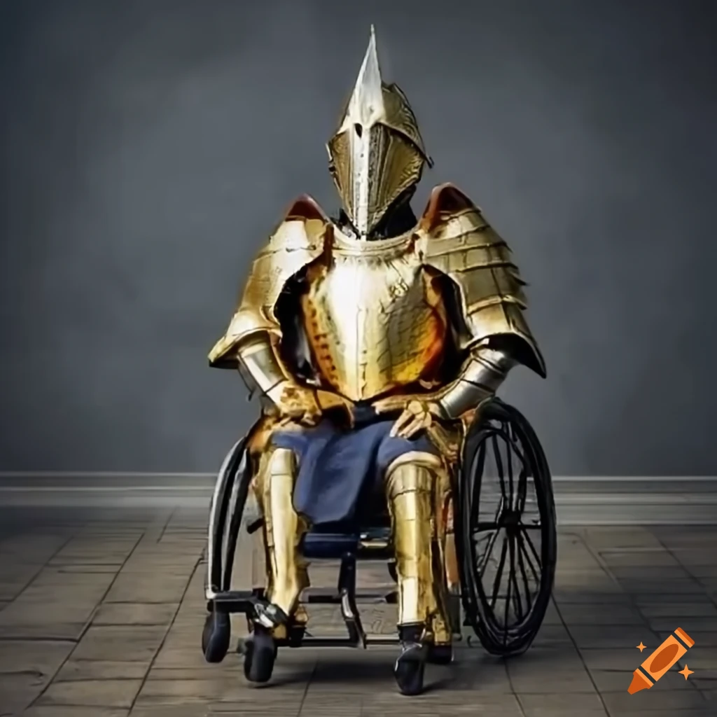 Image of a paladin in golden armor in a wheelchair