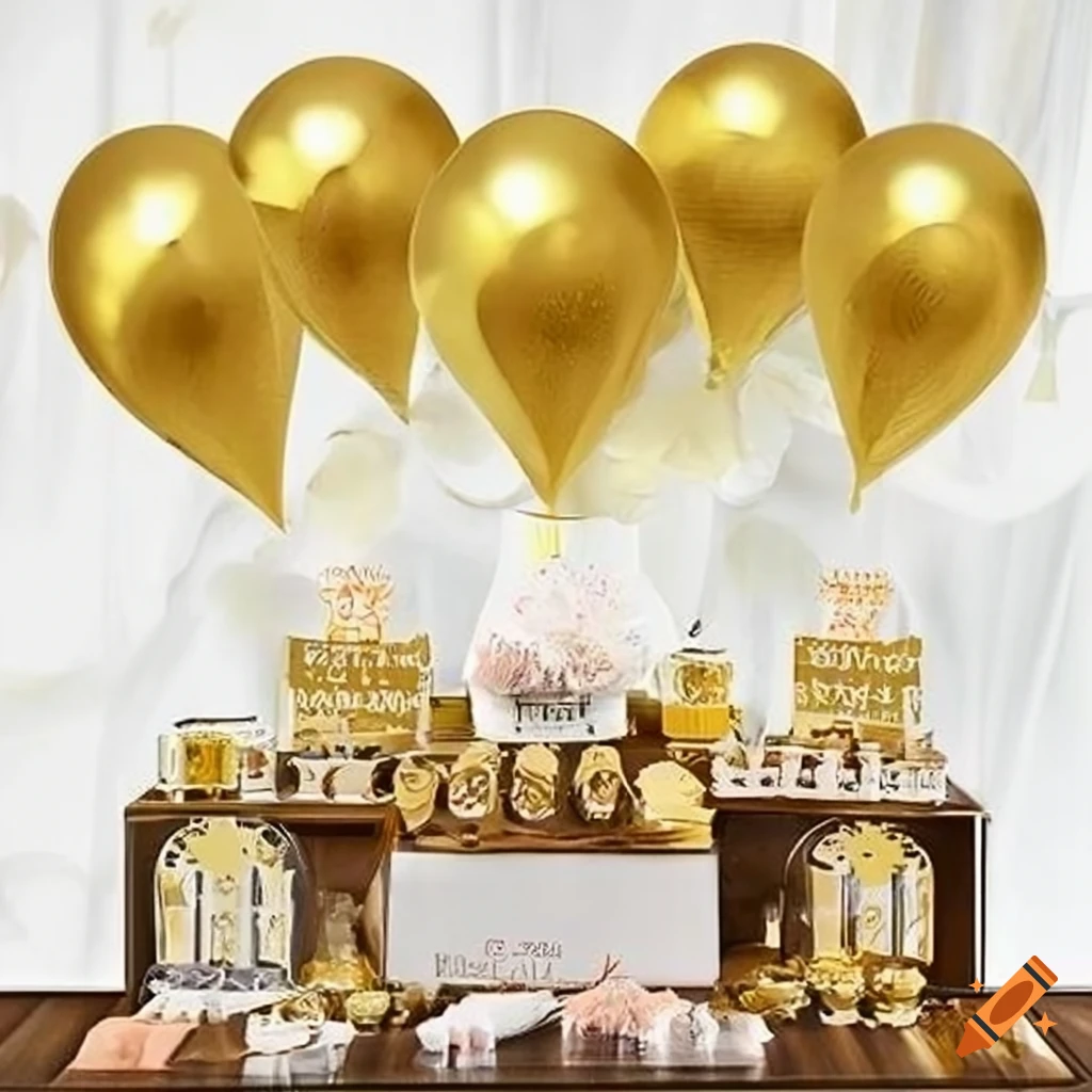 Gold-themed birthday party decorations