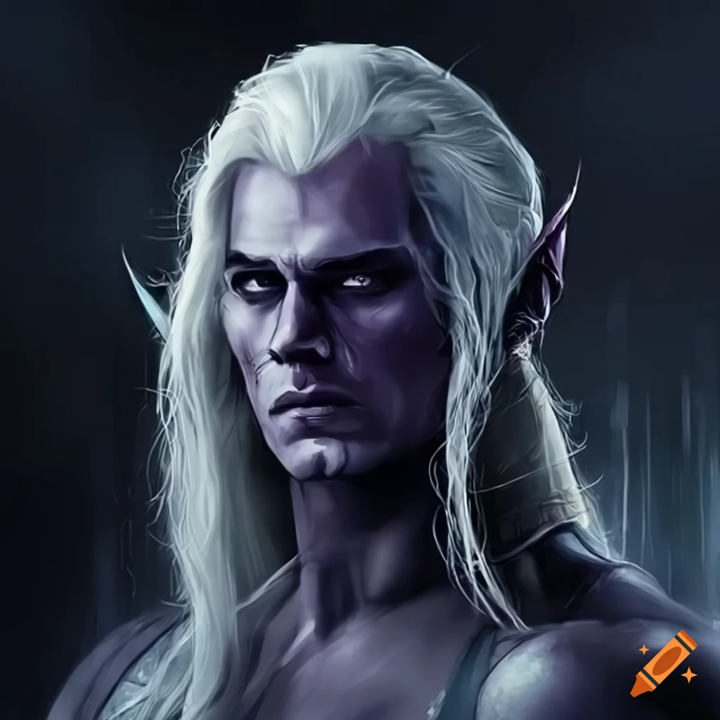 Henry cavill as a charismatic male drow elf on Craiyon