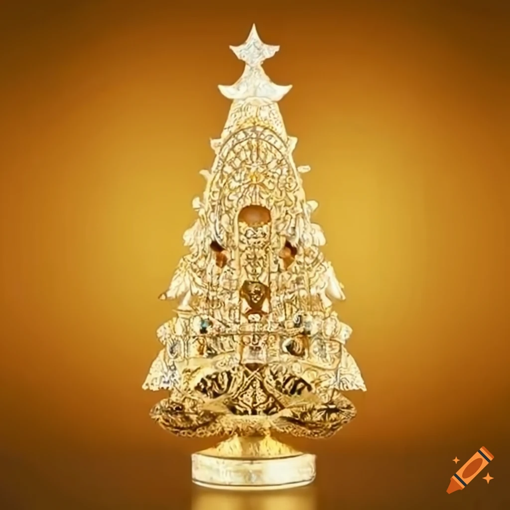 Golden art deco christmas tree with angels