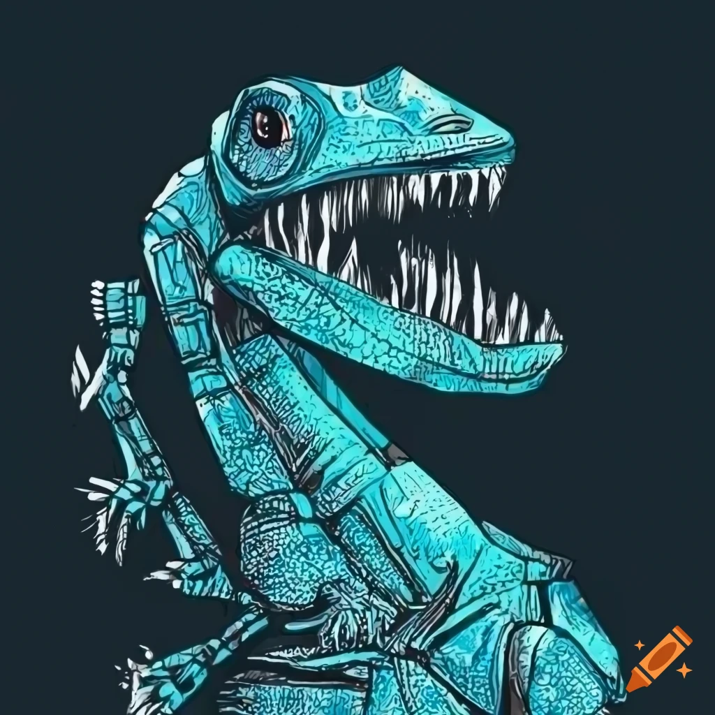 Sketch style drawing of a robotic lizard