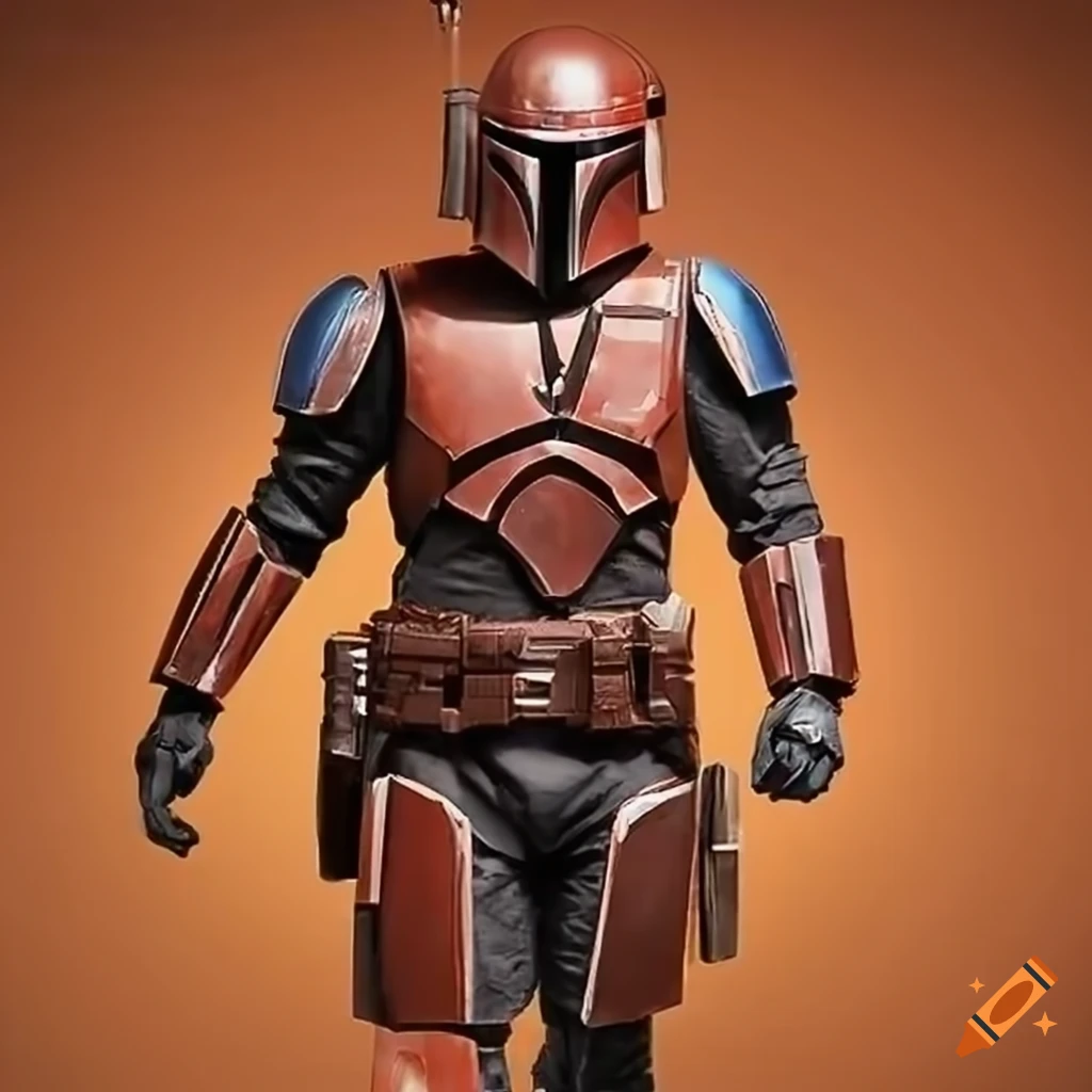 Image of a mandalorian general in orange power armor