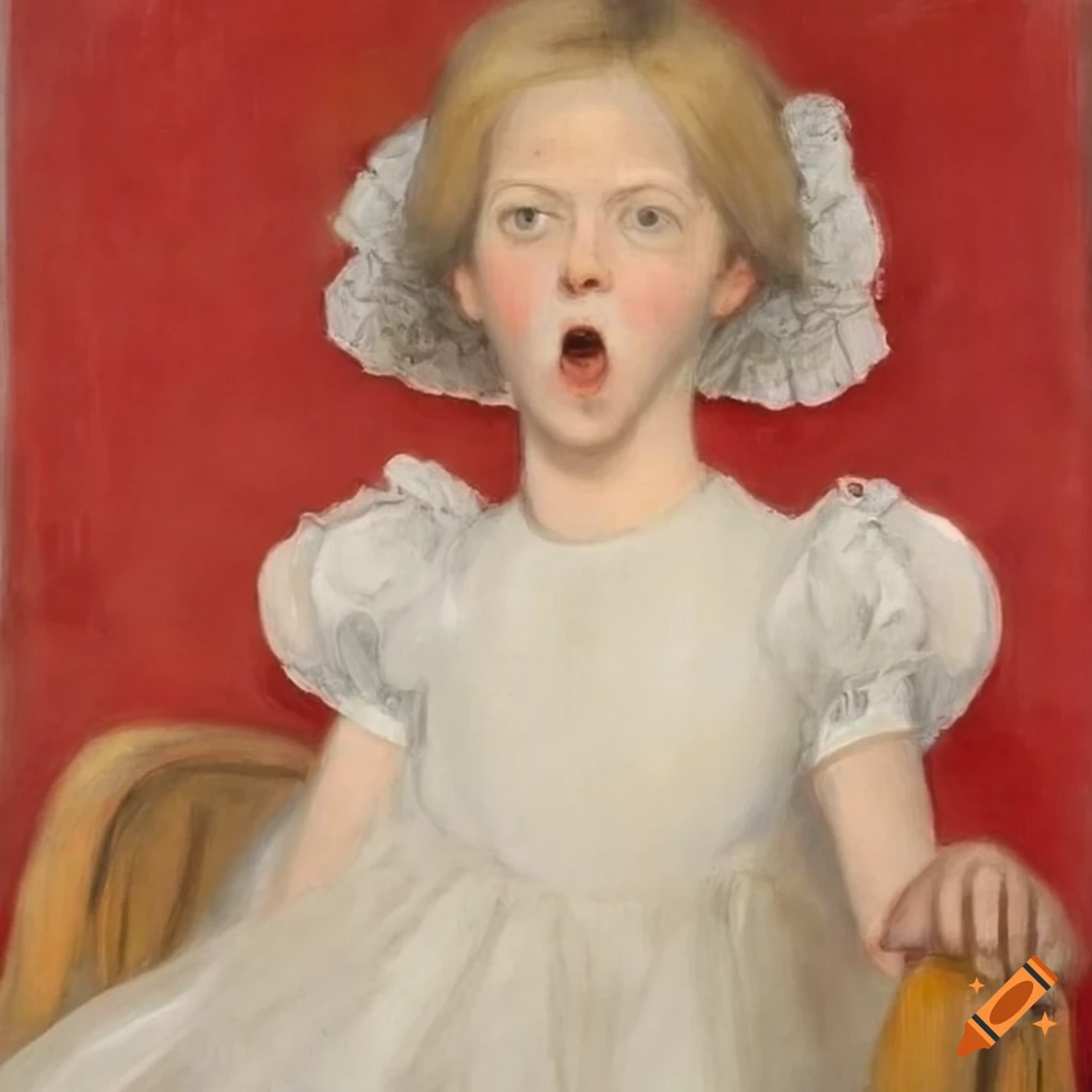 Painting of pouty faces in soft pale colors