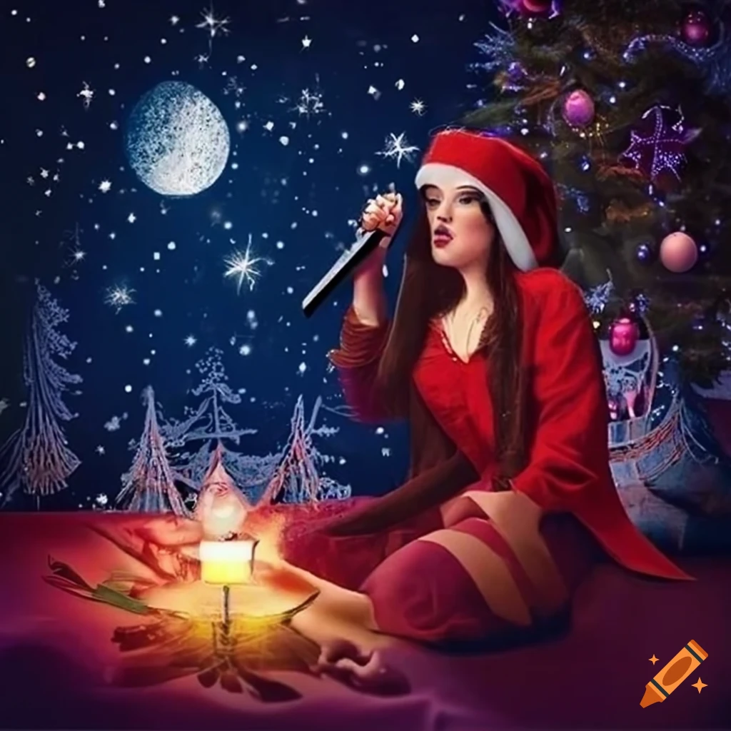 Women singers performing under the stars on christmas night