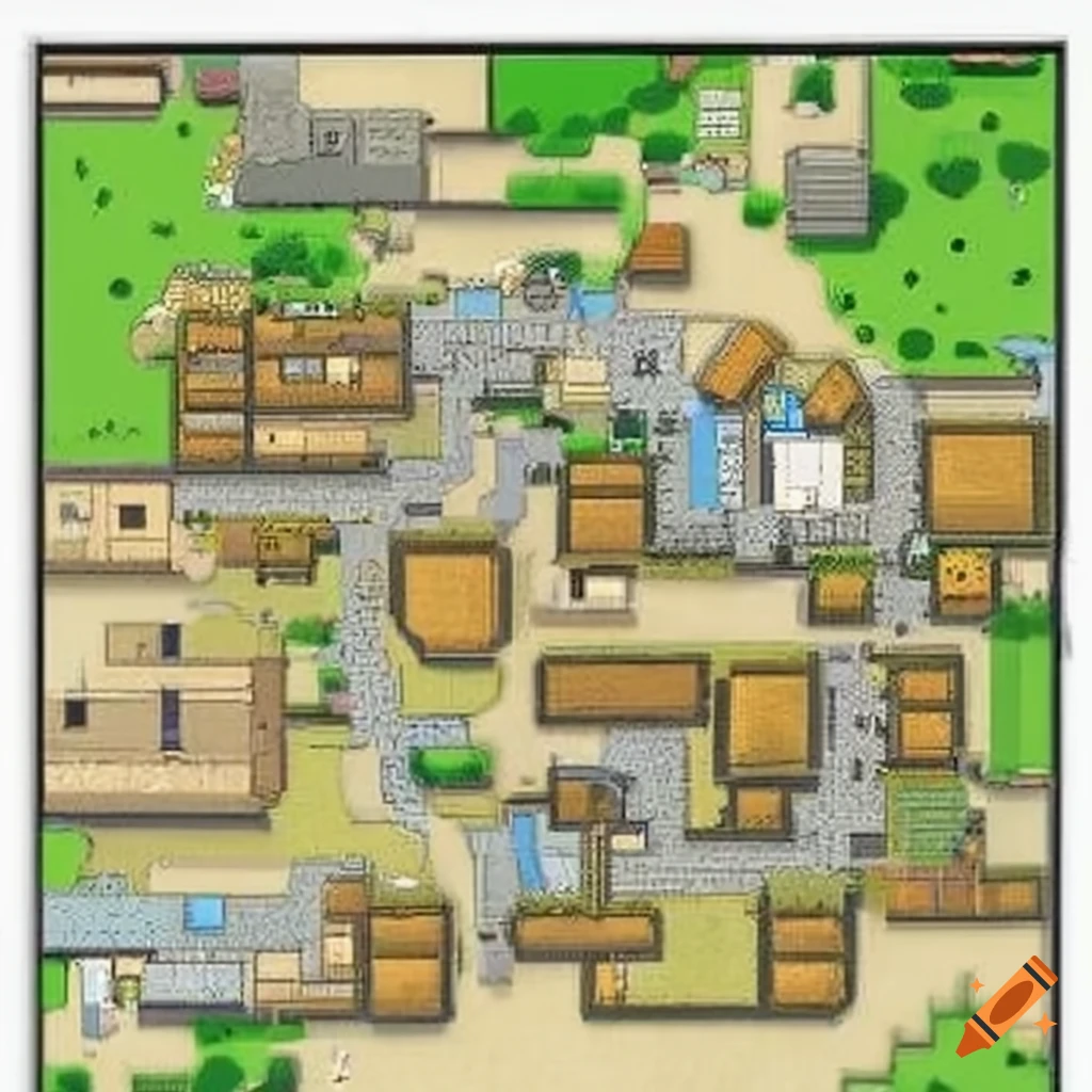 Pokemon village map inspired by valdebernardo on Craiyon