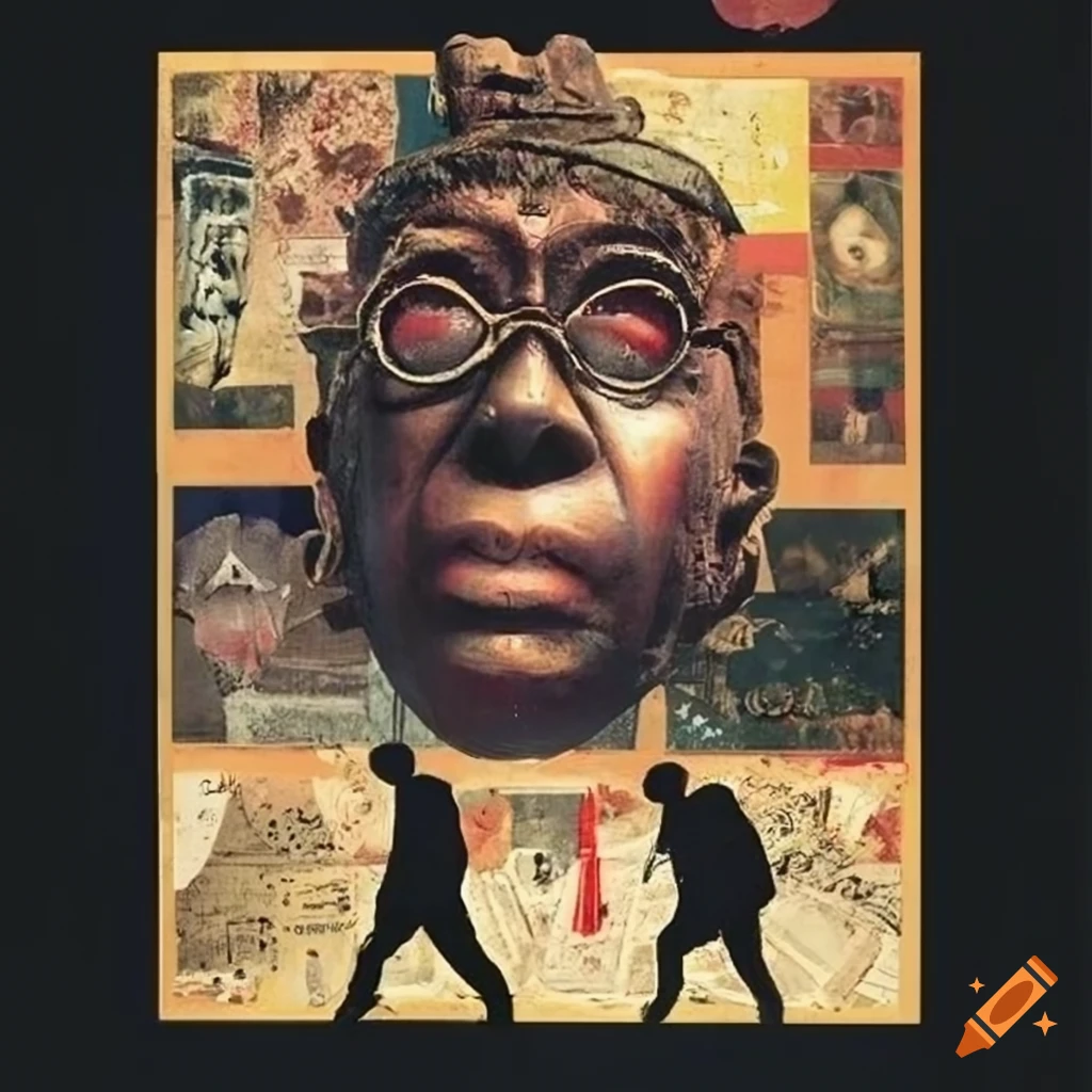 Dadaist collage poster with diverse elements