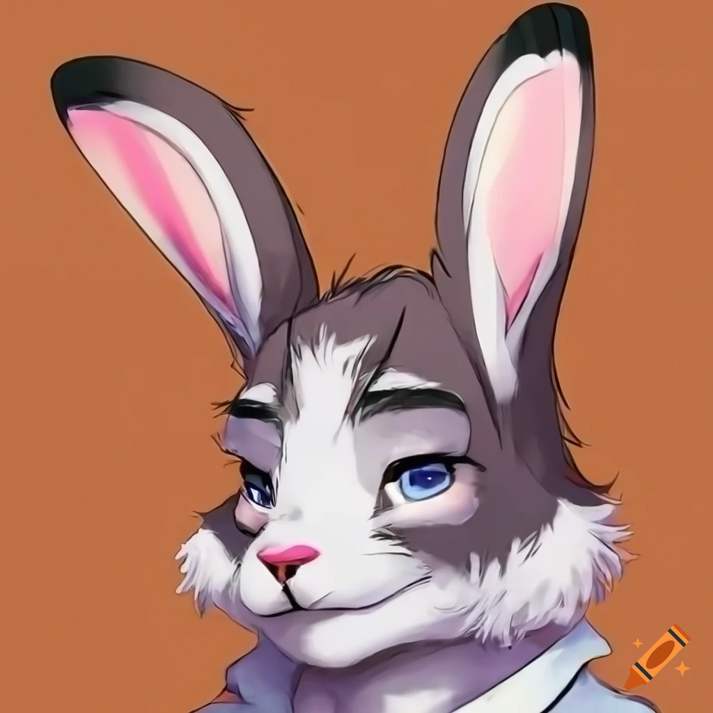 Headshot of a cute male anthro rabbit