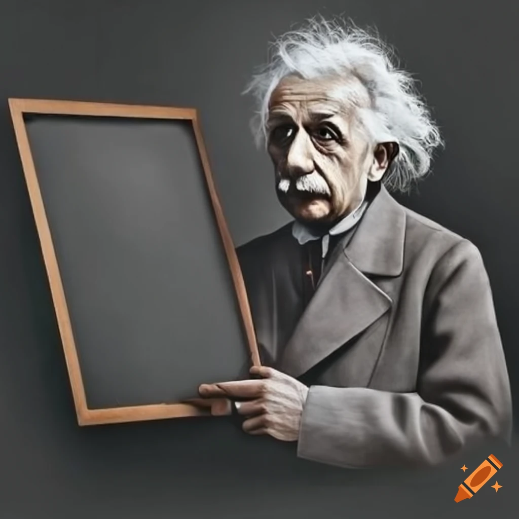 Image of albert einstein with a blackboard