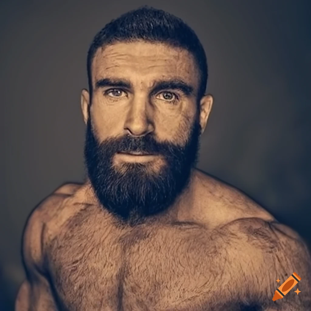 Portrait of a bearded bodybuilder man