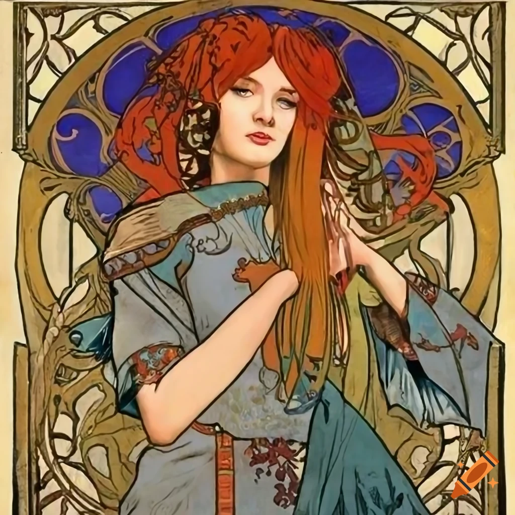 Painting of a knight and a woman in a medieval landscape on Craiyon