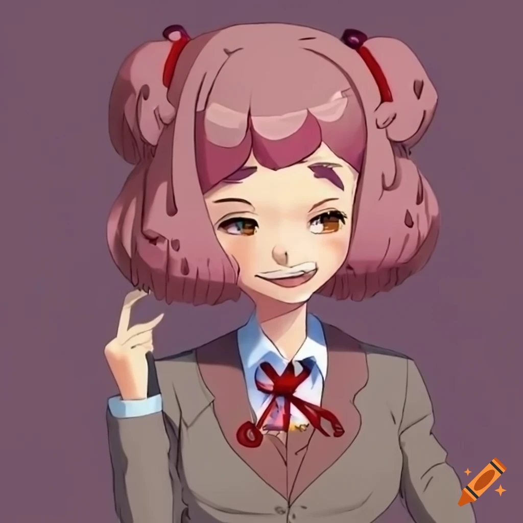 Natsuki from doki doki literature club as a big mouth character