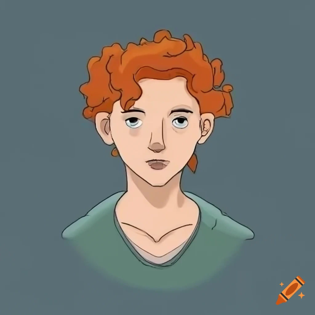Cartoon drawing of a young man with red hair
