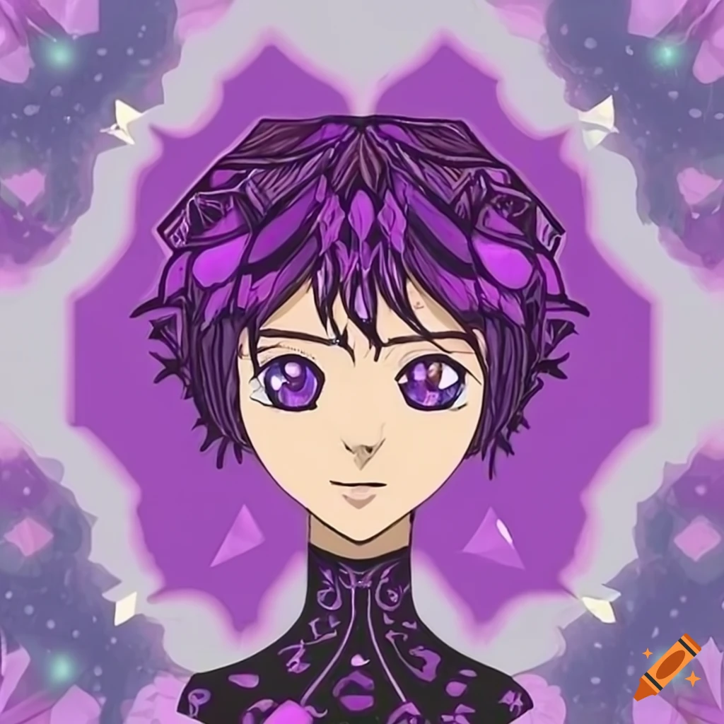 Portrait of a person with amethyst crystals