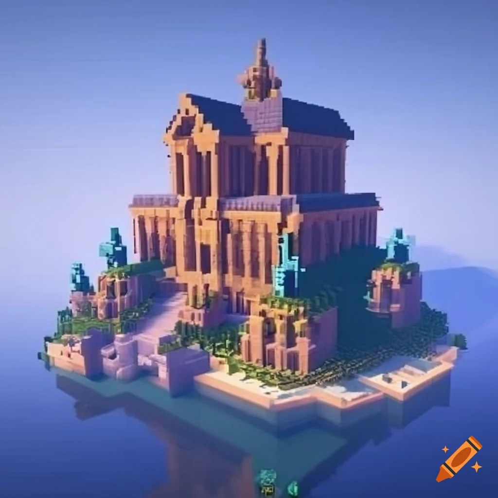 Minecraft courthouse on a mountain