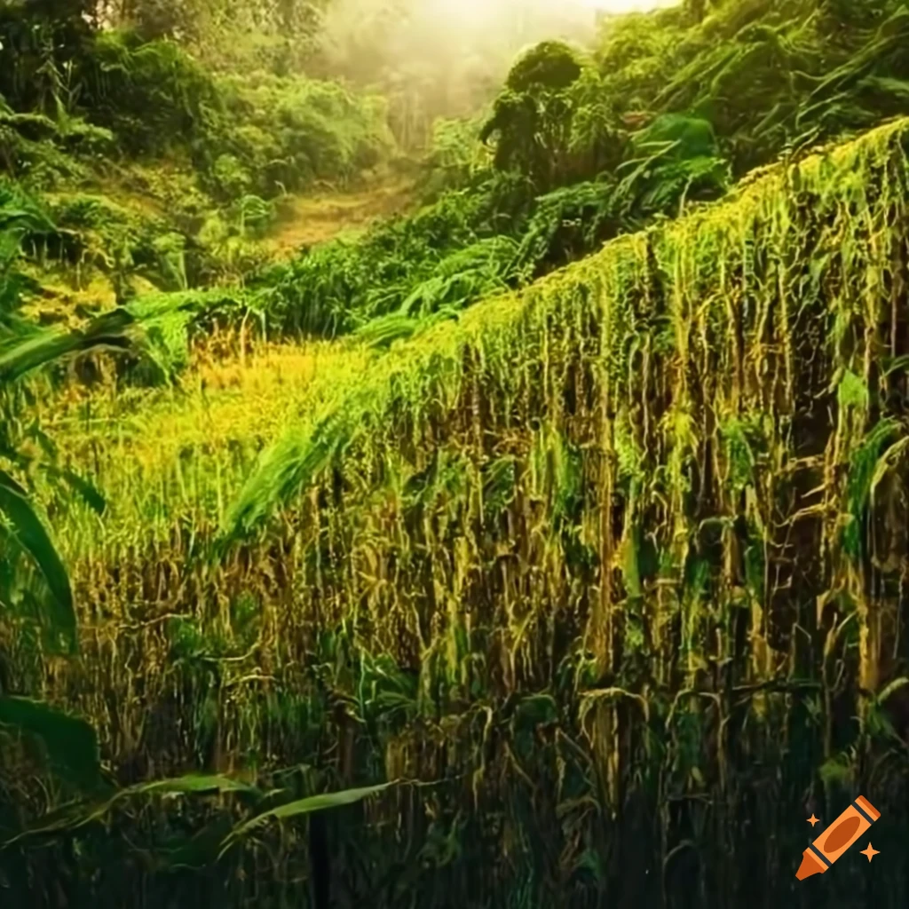 Image of corn fields in a rainforest