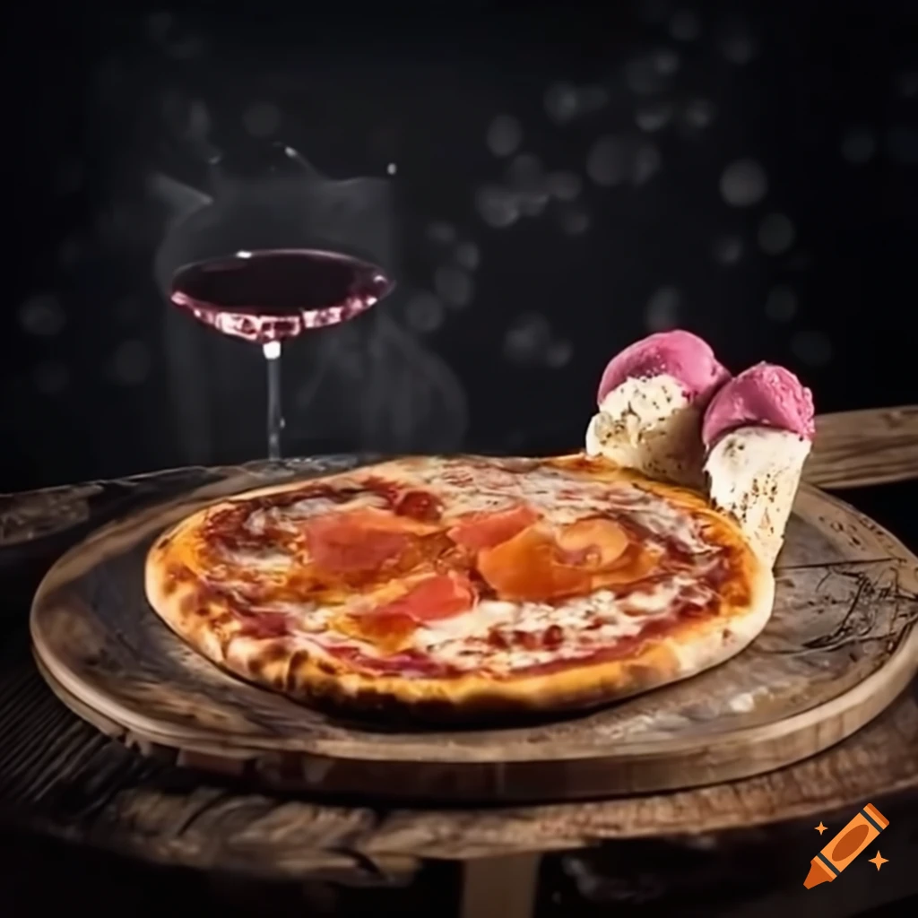 Collaboration between pizza and ice cream on Craiyon